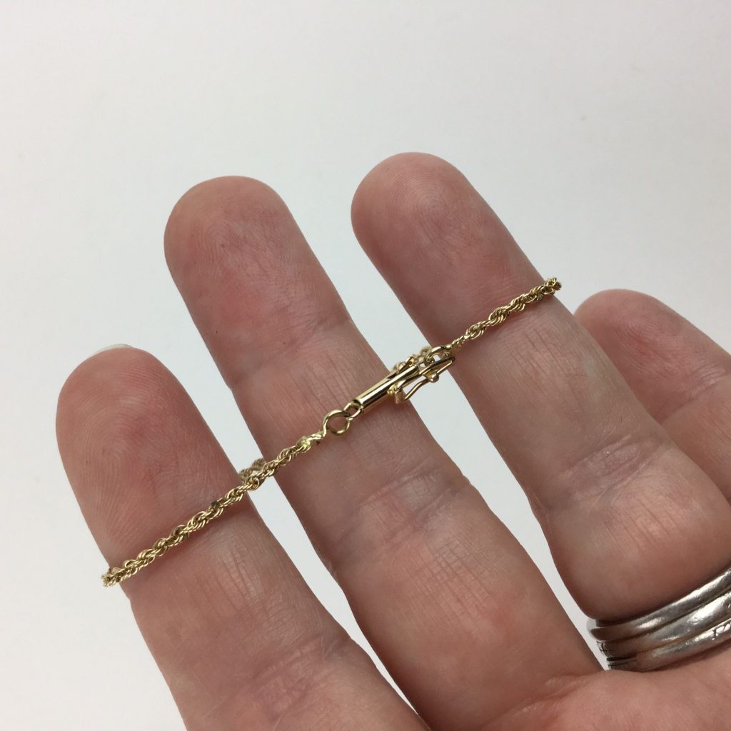 14K Yellow Gold Thin Rope Bracelet - A&V Pawn