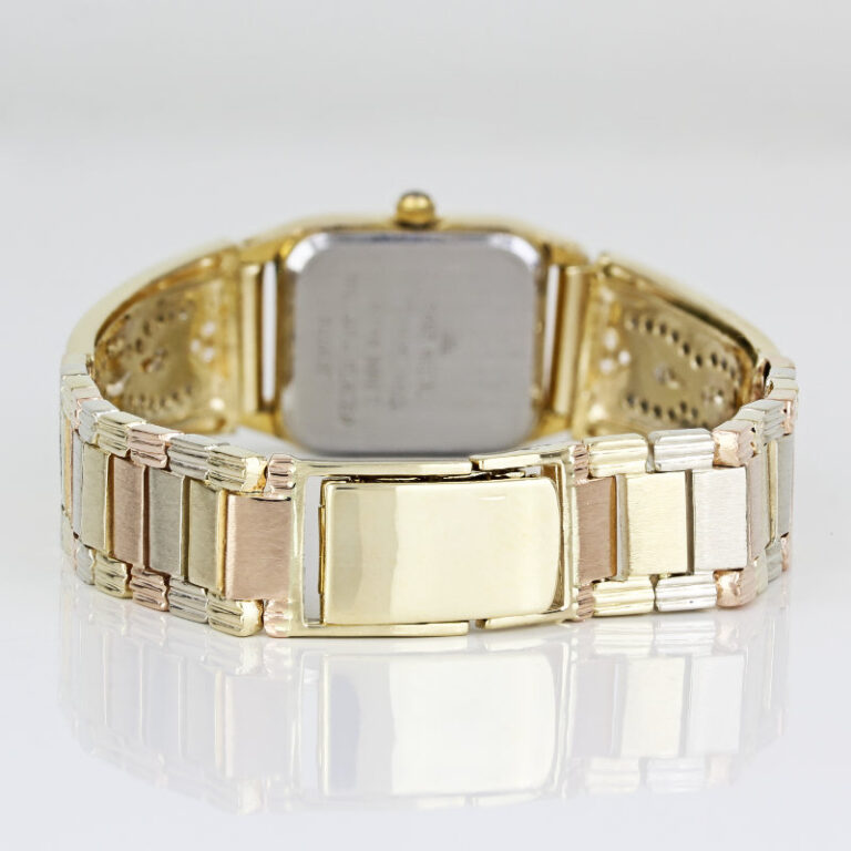 14k Tri-color Gold CZ Cubic Zirconia Geneve Classic Ladies Watch - A&V Pawn