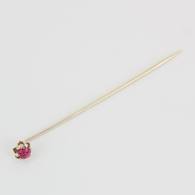 Vintage 10k Yellow Gold Lab-created Ruby Tie / Hat Pin - A&V Pawn